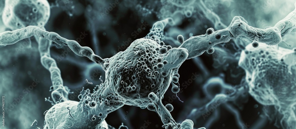 TEM micrograph of a dividing cell surrounded by other cells, with ...