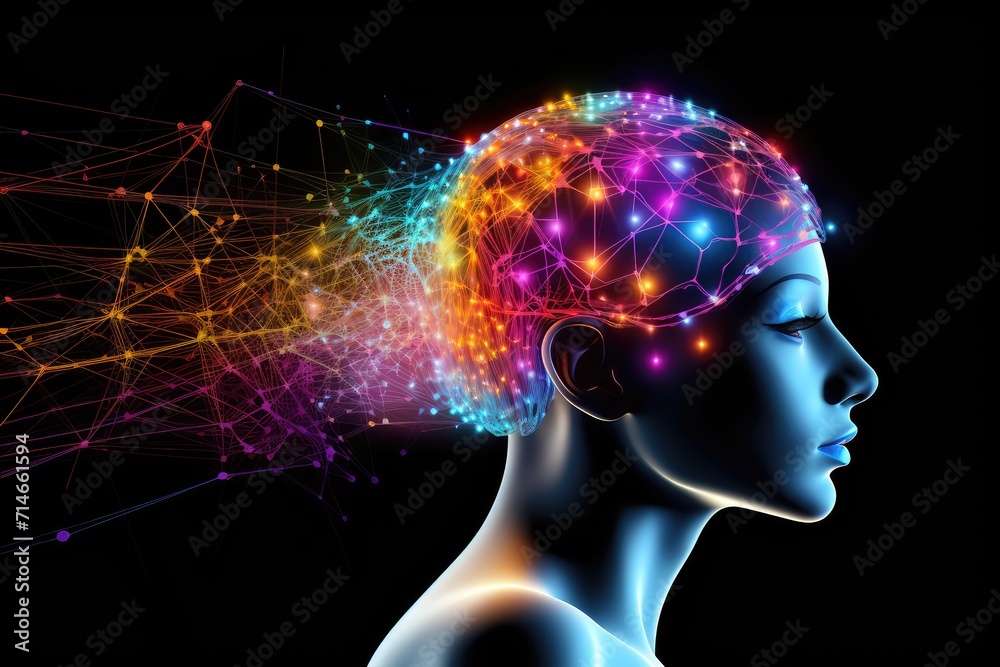 Colourful human brain cognitive Power, 3D Rendered illustrative ai ...