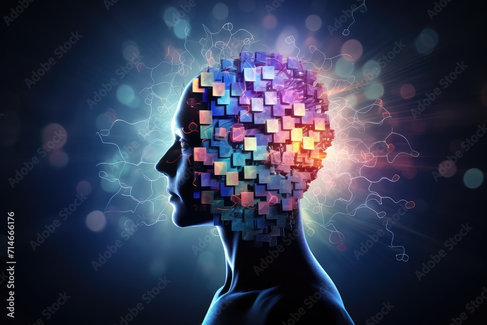 Human Brain AI Colorful Neuron Illustration, Brain learning new ...