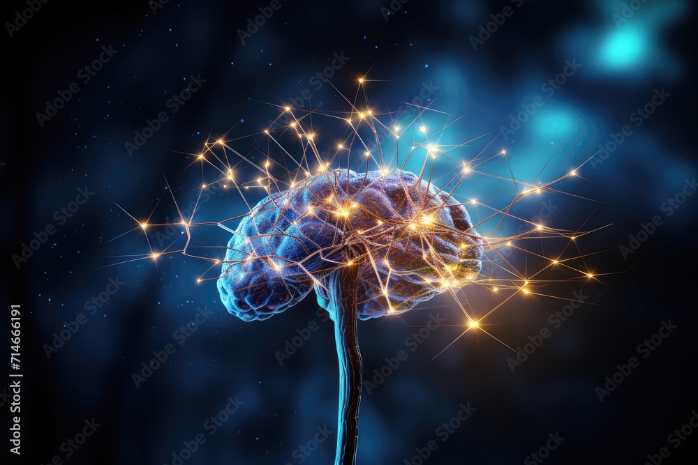 Human Brain AI Colorful Neuron Illustration, Brain learning new ...