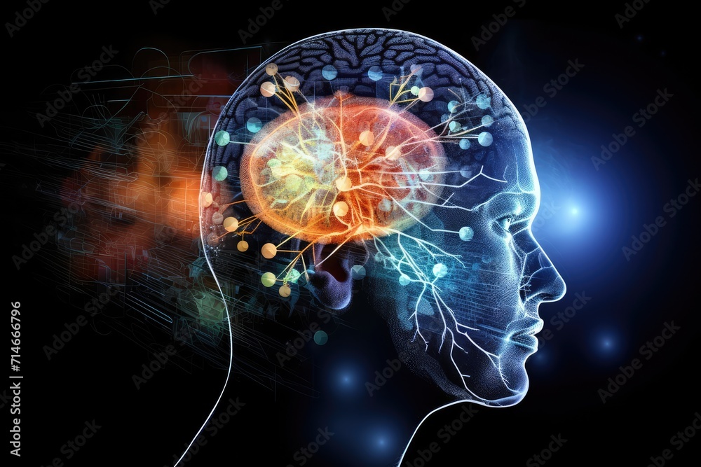 Human Brain AI Colorful Neuron Illustration, Brain learning new ...