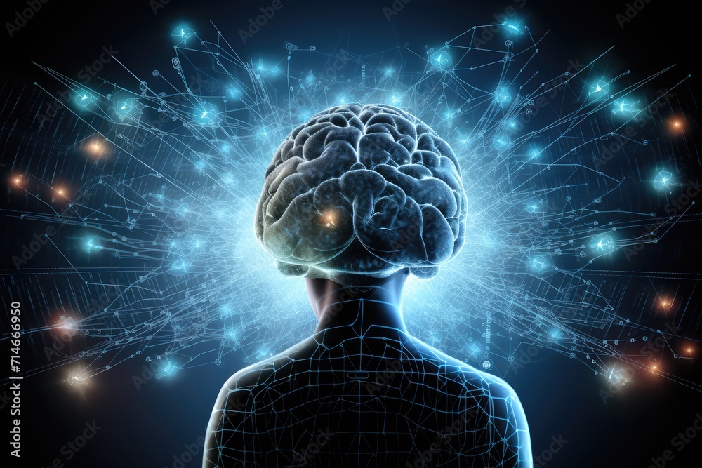 Human Brain AI Colorful Neuron Illustration, Brain learning new ...