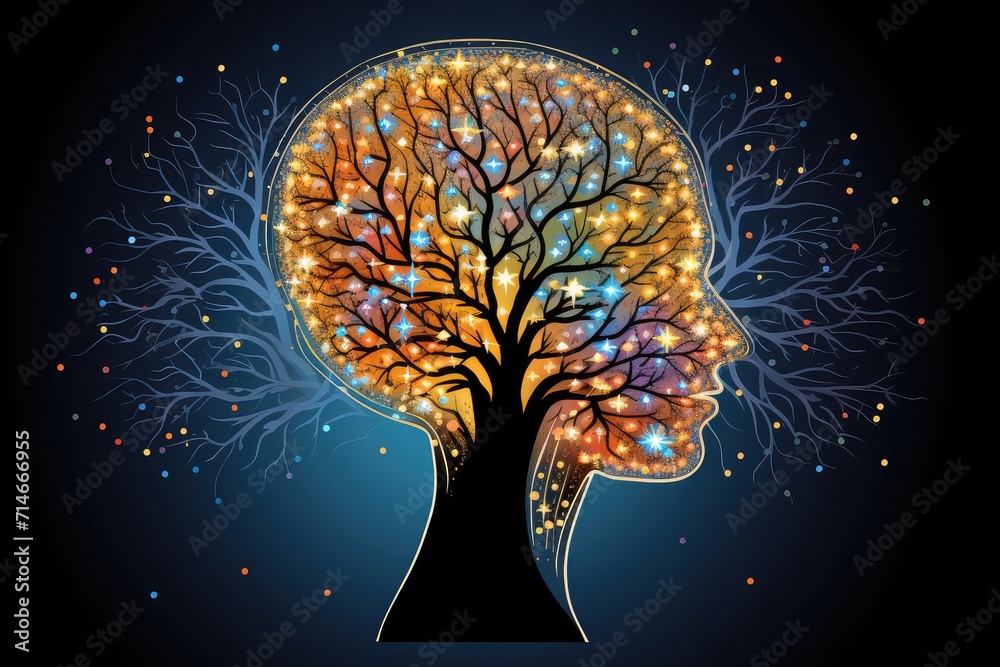 Human Brain AI Colorful Neuron Illustration, Brain learning new ...
