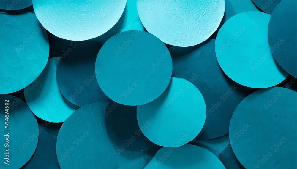 deep blue turquoise abstract background of paper circles pattern of ...