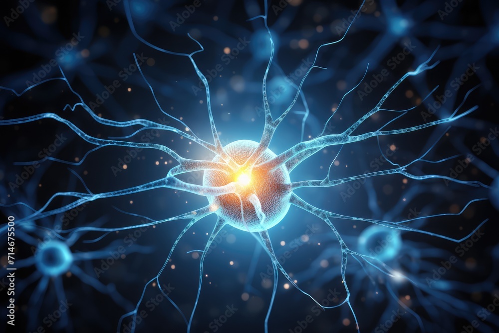 Colored brain neuron mind precision, Stereotactic human axon ...