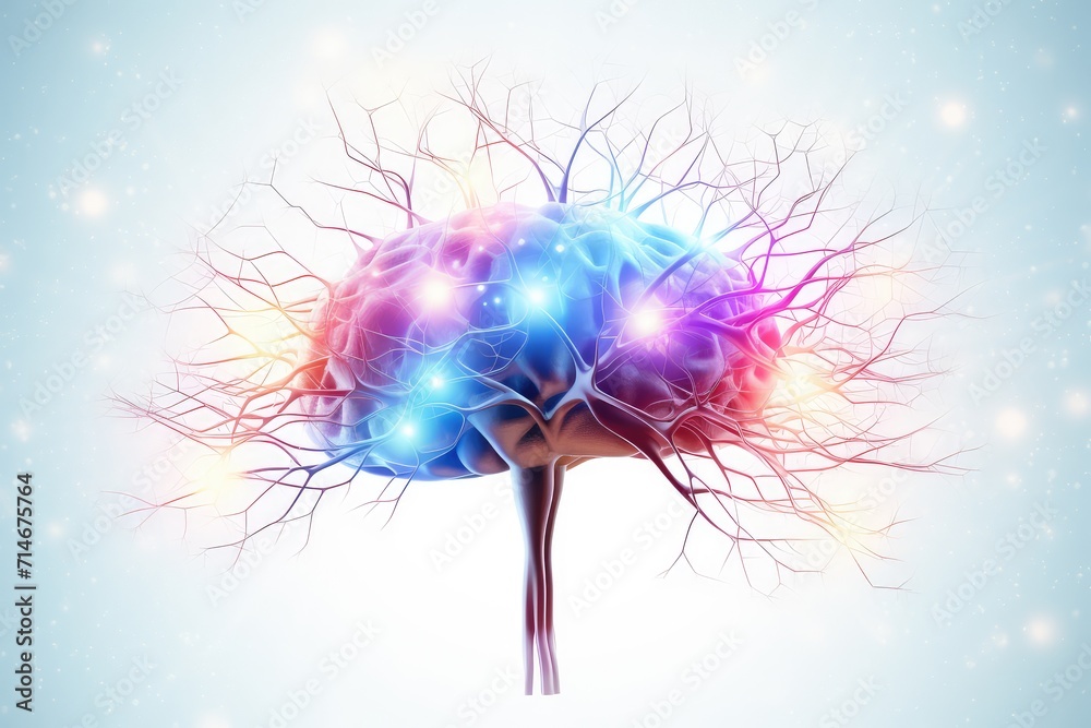 Colored brain neuron mind precision, Stereotactic human axon ...