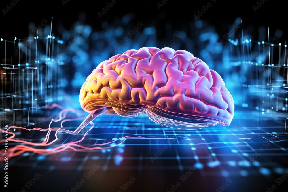 Colored brain neuron mind precision, Stereotactic human axon ...