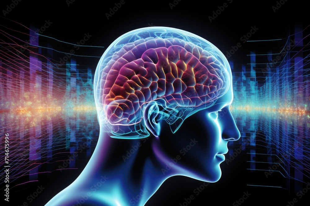 Colored brain neuron mind precision, Stereotactic human axon ...