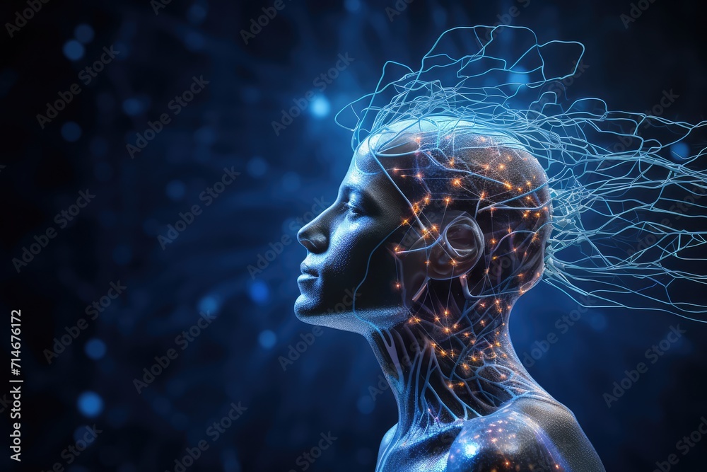 Colored brain neuron mind precision, Stereotactic human axon ...