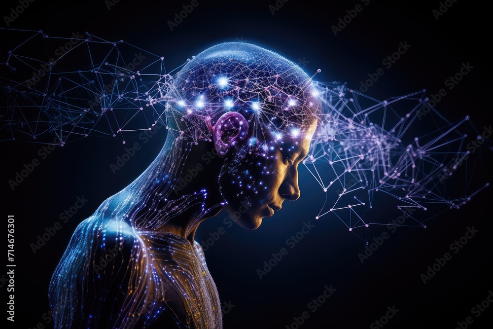 Colored brain neuron mind precision, Stereotactic human axon ...