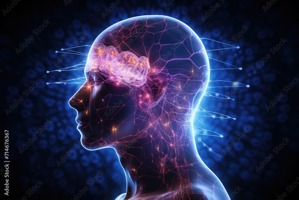 Colored brain neuron mind precision, Stereotactic human axon ...