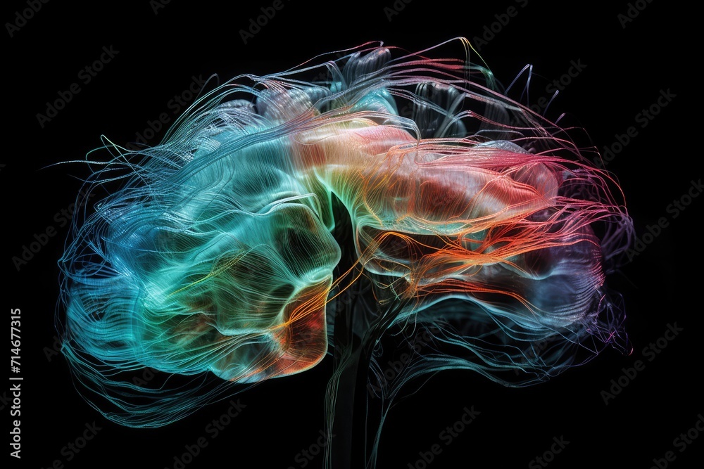 Colorful Human brain sponge, cognitive mental soak neurons. Neuronal ...