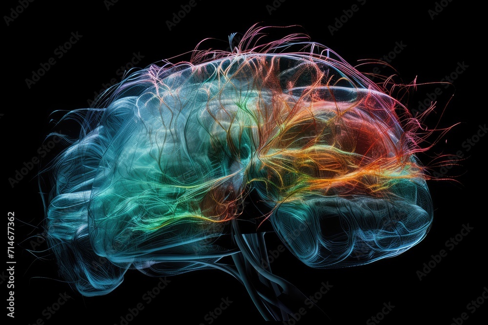 Colorful Human brain sponge, cognitive mental soak neurons. Neuronal ...