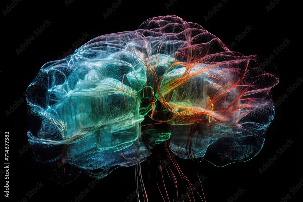 Colorful Human brain sponge, cognitive mental soak neurons. Neuronal ...