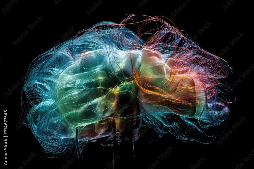 Colorful Human brain sponge, cognitive mental soak neurons. Neuronal ...