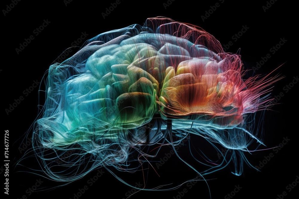 Colorful Human brain sponge, cognitive mental soak neurons. Neuronal ...