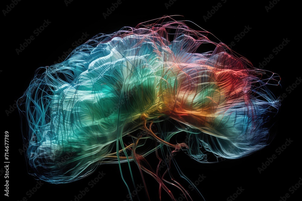 Colorful Human brain sponge, cognitive mental soak neurons. Neuronal ...