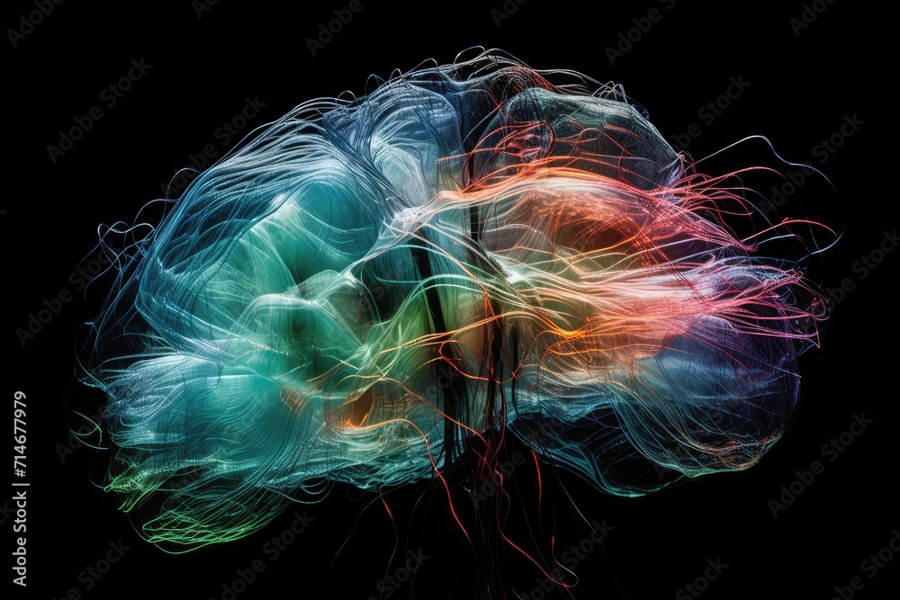 Colorful Human brain sponge, cognitive mental soak neurons. Neuronal ...
