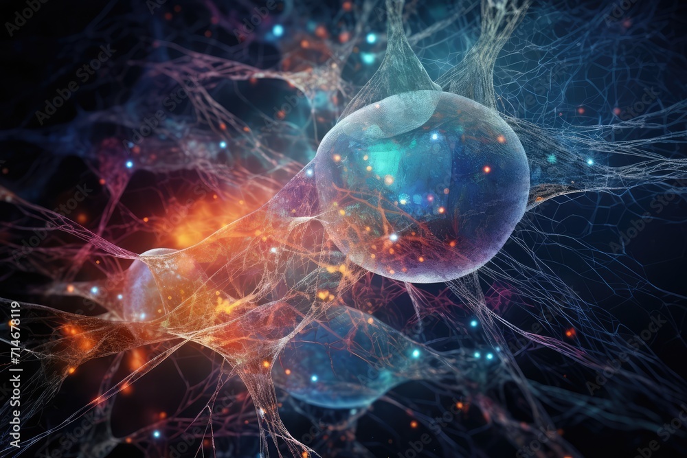 Colorful Human brain sponge, cognitive mental soak neurons. Neuronal ...