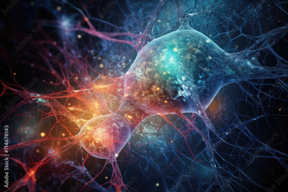 Colorful Human brain sponge, cognitive mental soak neurons. Neuronal ...