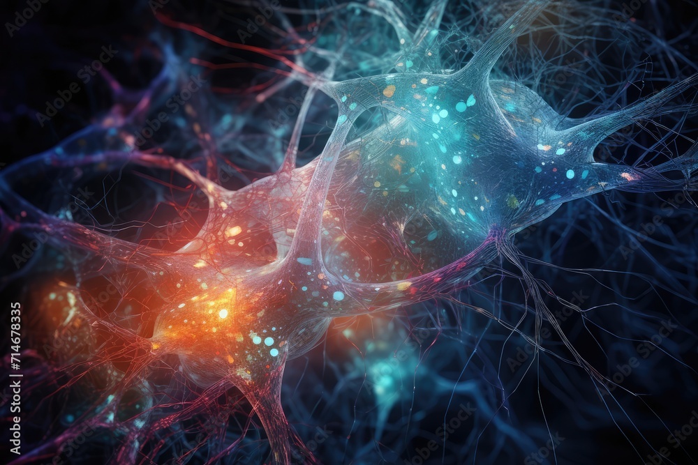 Colorful Human brain sponge, cognitive mental soak neurons. Neuronal ...