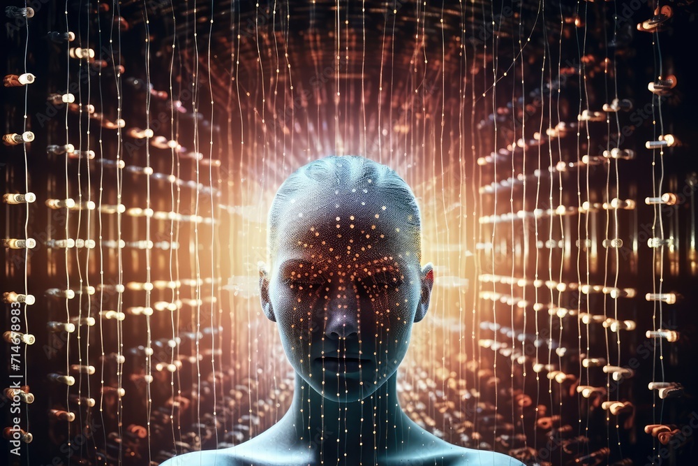 Colorful brain neurons, realm of brain oncology, shadows emerge. Tumors ...