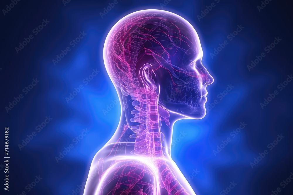 Colorful brain neurons, realm of brain oncology, shadows emerge. Tumors ...