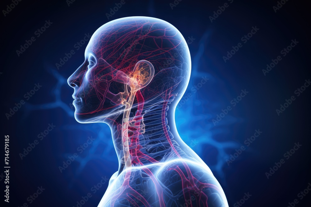 Colorful brain neurons, realm of brain oncology, shadows emerge. Tumors ...