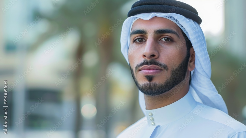 Arabic corporate businessman wearing kandora - Portrait of traditional ...