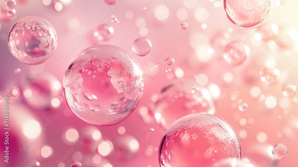 Beautiful Transparent Shiny Pink Soap Bubbles Floating in The Air ...