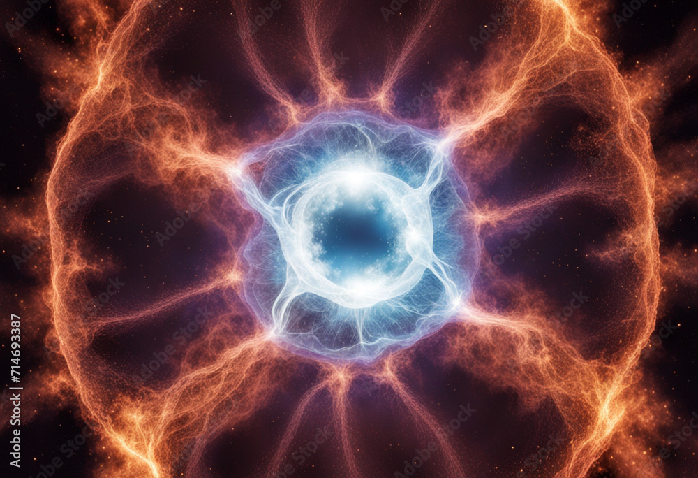 Big nuclear explosion in the ocean. Top view. Quantum energy Stock ...