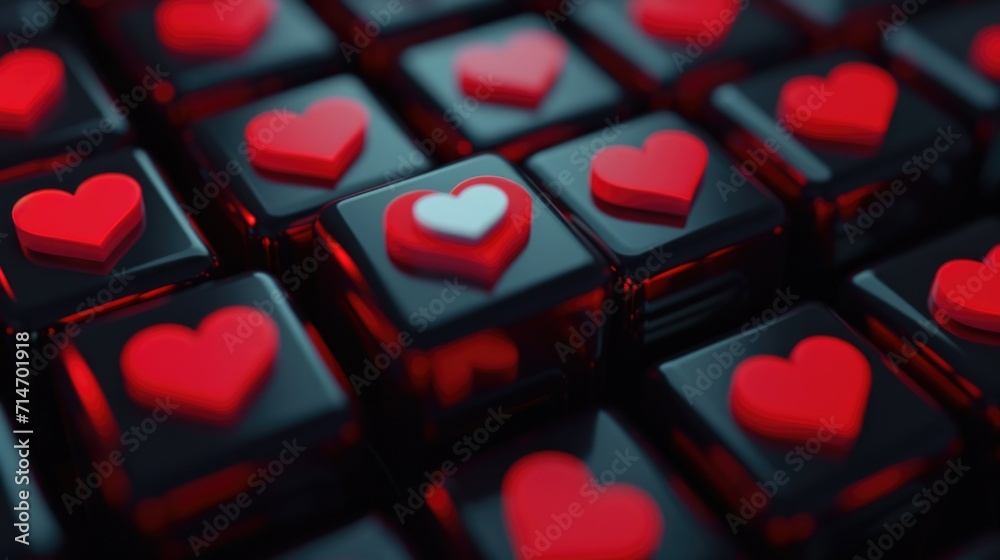 Keyboard and Buttons with hearts. Social media like notification icon ...