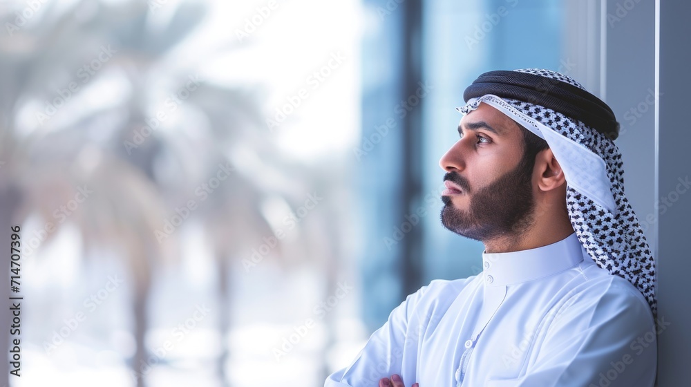 Successful Muslim Businessman in Traditional White Outfit Standing in ...