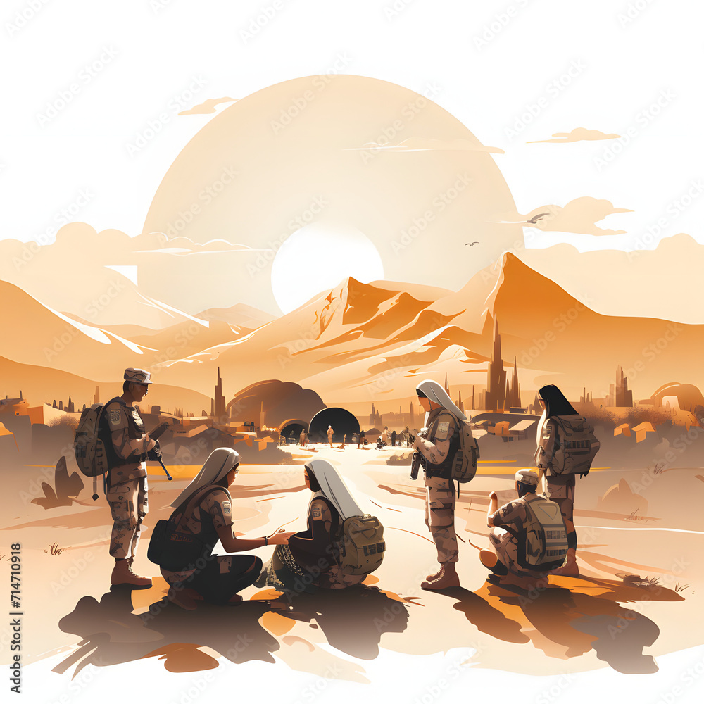 Soldiers interacting with local communities during deployment isolated ...