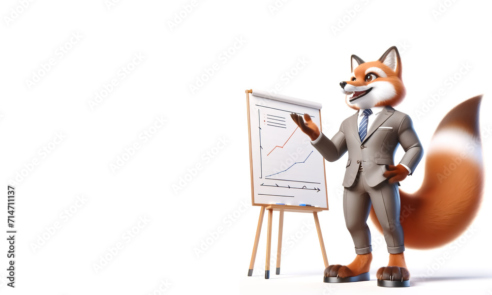 Fox Character in 3D: Corporate Presentation Scene, Fox Business Leader ...