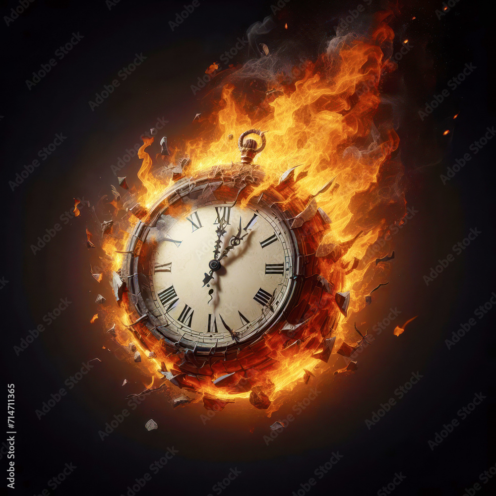 Vintage alarm clock of golden-bronze color and round shape. Depicting ...