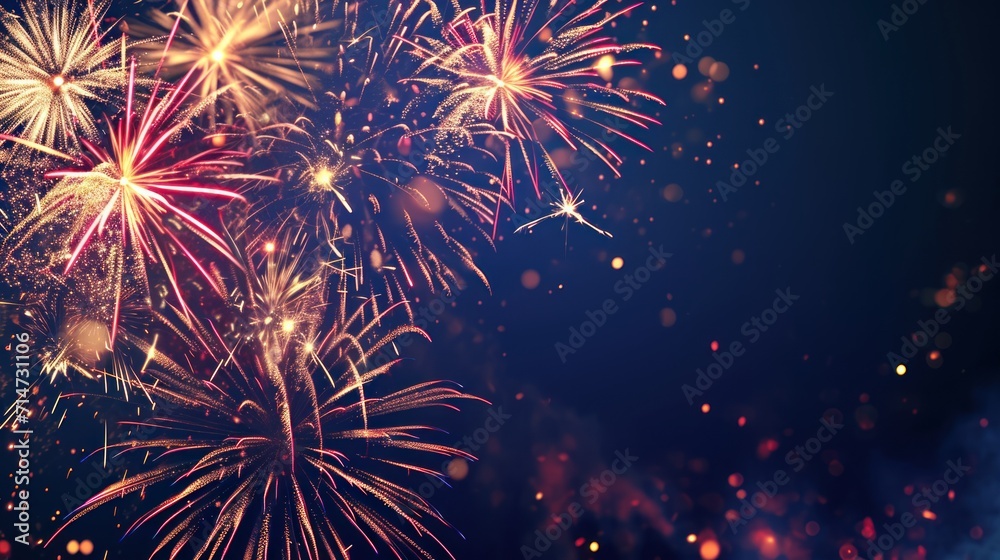 Beautiful fireworks show over blue background to celebrate Chinese ...