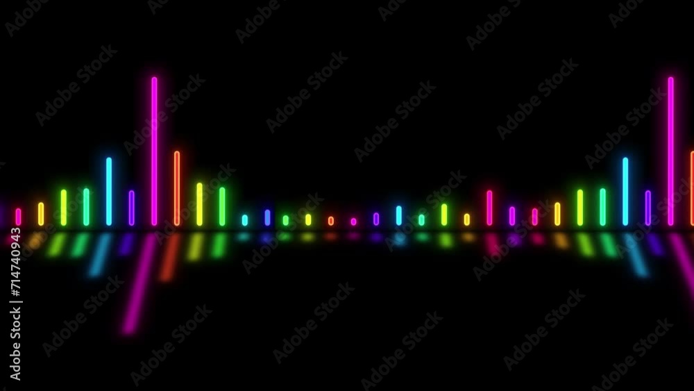 Simple Colorful Music Equalizer Animation On Black Background. Music ...