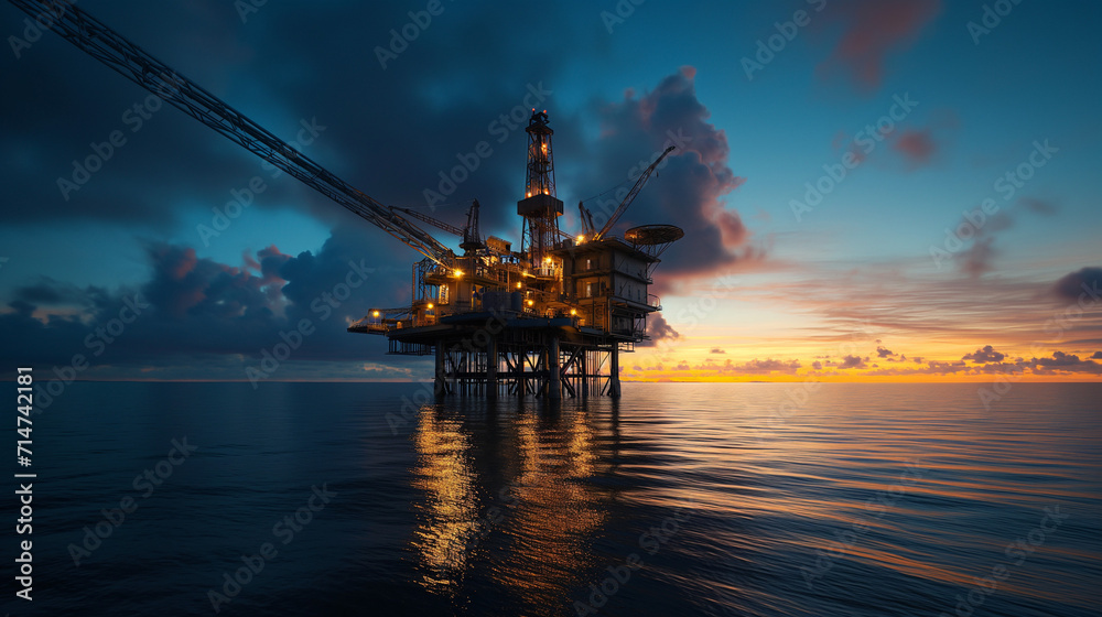 Sustainable Power : Offshore Oil Rig Illustration Fueling Tomorrow's ...