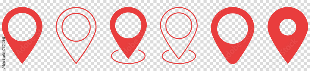 Red map pin icon set. Symbol for website design, logo, app, UI. Vector ...