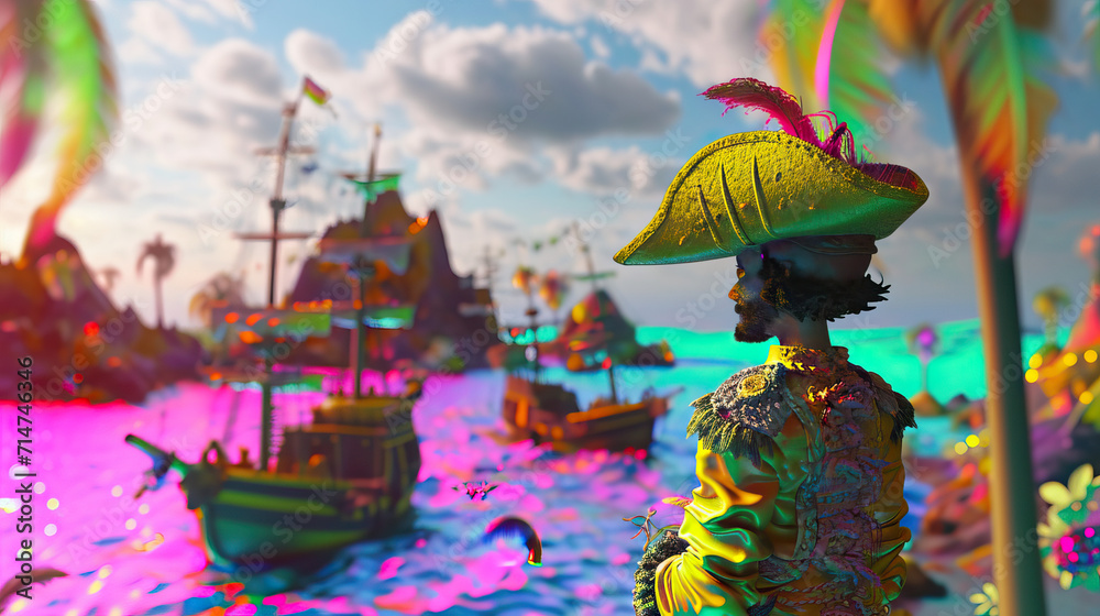 Pirate Captain's Animated Odyssey: 3D Animated Model of an Imaginative ...