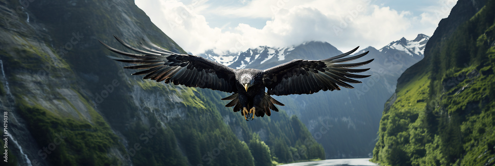 Majestic Andean condor soaring over the Peruvian mountains, a symbol of ...