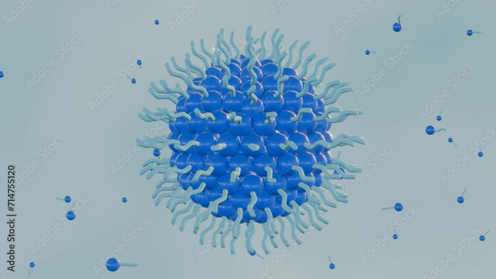 3d animation of reverse micelles are used for the selective separation ...
