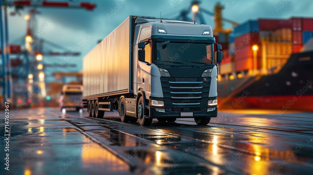 Loading trucks in a warehouse at the dock. Delivery of goods in ...