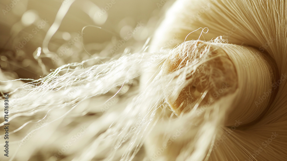 A close-up of a silkworm spinning its silk cocoon in a controlled ...