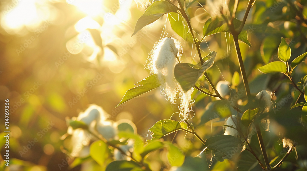 In a traditional silk farm, delicate silkworms weave intricate silk ...