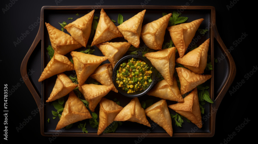 A tray of crispy, golden samosas, a favorite snack for many during the ...