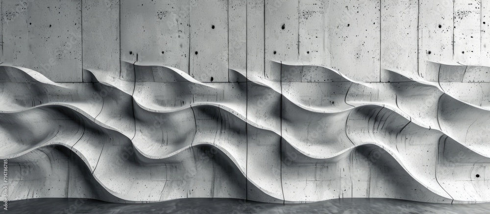 Architectural background, 3D printed concrete wall (3D render). Stock ...
