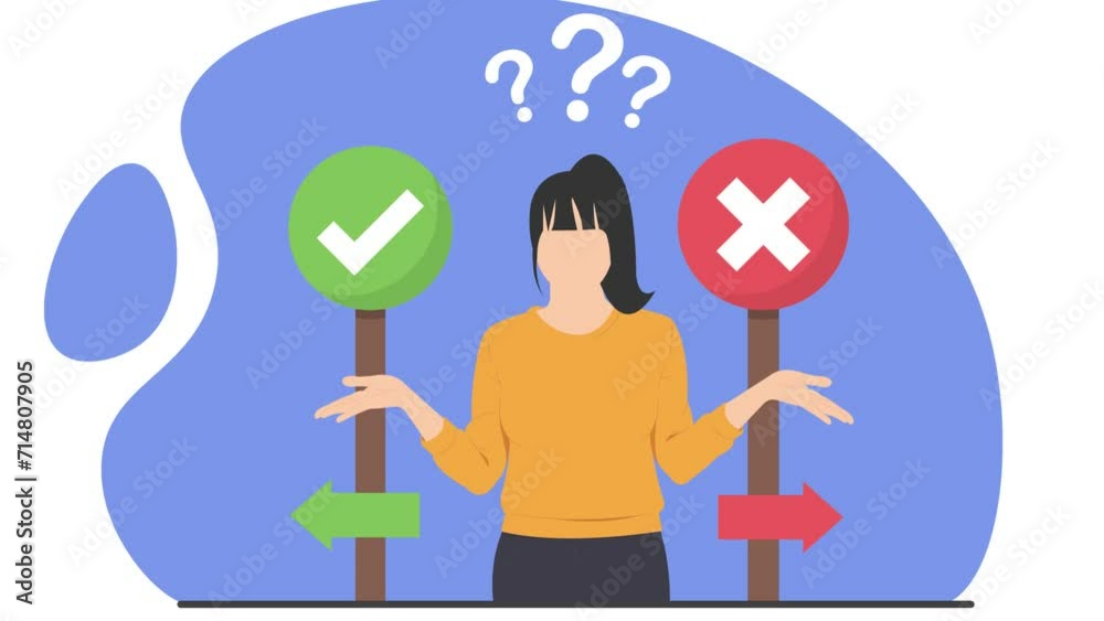 Vidéo Stock Which Choice is Correct? Concept animation with confused ...