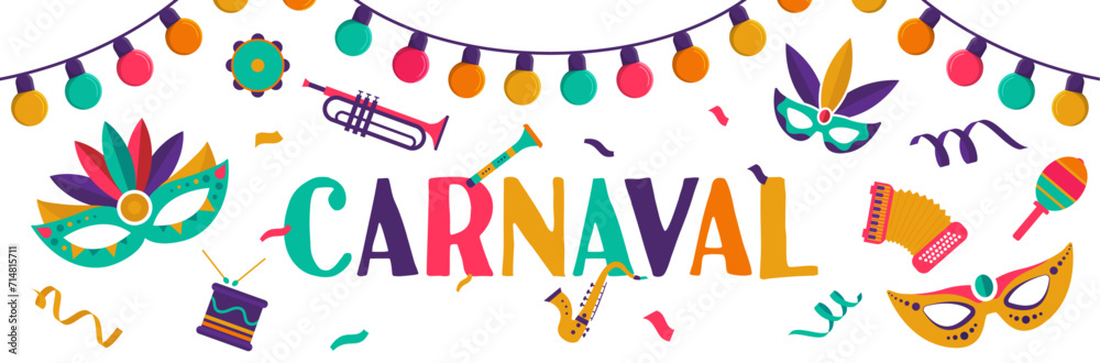 Vecteur Stock Carnaval - Bannière - Illustrations et titre autour de ...